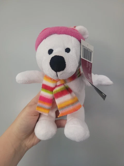 SOFT TOY POLAR Bear With Multicoloured Scarf And Hat White Bnwt £13.00 ...