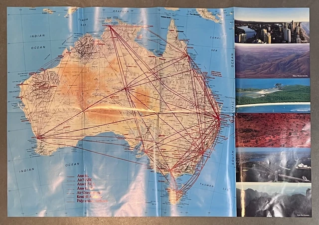 ANSETT AIRLINES VINTAGE Airline Brochure Route Map Boeing 727 767 EUR ...
