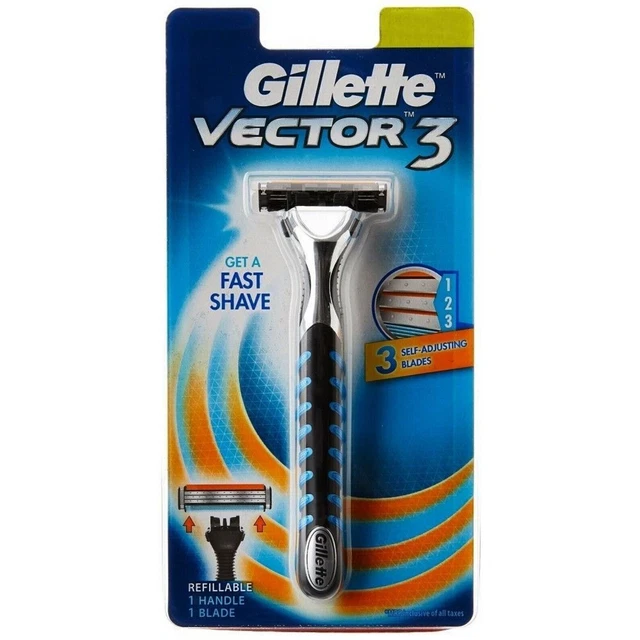 GILLETTE (VECTOR 3) Razor Handle for Sensor Excel Cartridge Pack of 1 ...