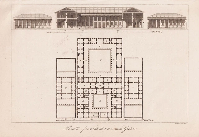 PLAN DE MAISON Grecque Architecture Grèce Lithographie 1860 EUR 12,65 ...