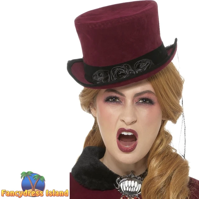SMIFFYS DELUXE BURGUNDY Victorian Vampiress Hat Adults Fancy Dress £13. ...