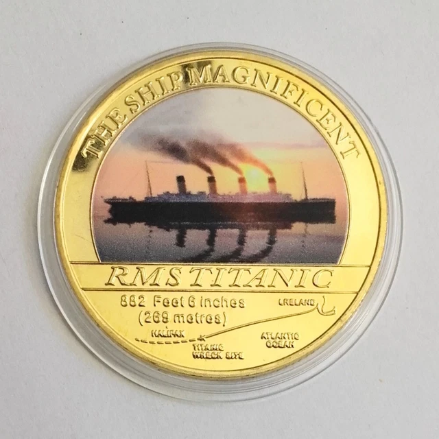 RMS TITANIC WHITE Star Line - Pièce Médaille Commémorative plaquée Or ...