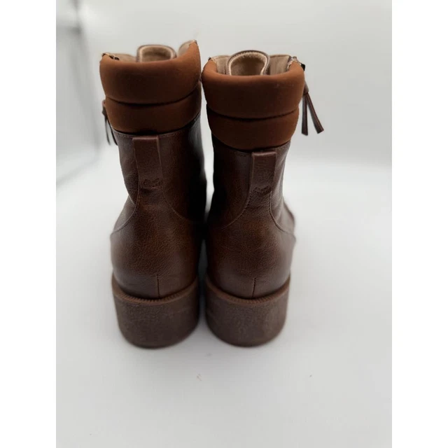 DR. SCHOLLS BROWN Leather Combat Boots with Red Laces Casual Military ...