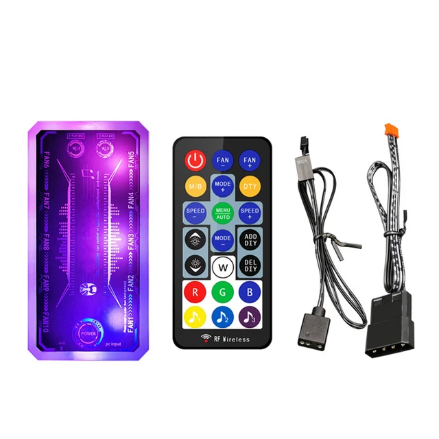 PC COOLING FAN Hub RGB Fan ARGB Controller Remote Control Computer Case ...
