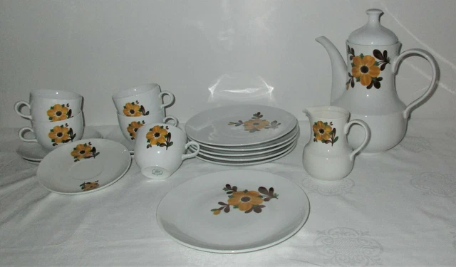 DDR KAHLA KAFFEESERVICE mit Blumen Motiv Porzellan 70er-Jahre EUR 27,00 - PicClick DE