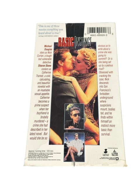 BASIC INSTINCT VHS 1992 Thriller Original Release Carolco Home Video £3.44 - PicClick UK