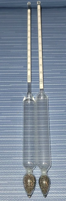 VINTAGE SPECIFIC GRAVITY Scale Hydrometers Temp 60 Degree 12" Long Lot ...
