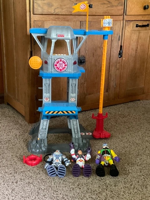 PRE OWNED RESCUE HEROES EMERGENCY COMMAND CENTER TOWER & 3 FIGURES ...