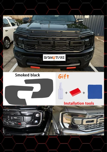 FORD NEXT GEN Ranger, Raptor, Everest Headlight Protective Film "Smoked ...