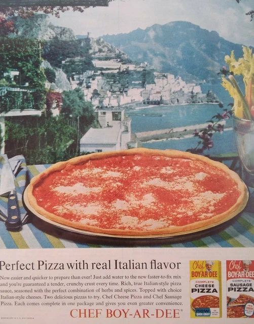 CHEF BOY-AR-DEE PRINT Ad Original Vintage 1960s Perfect Pizza Amalfi ...