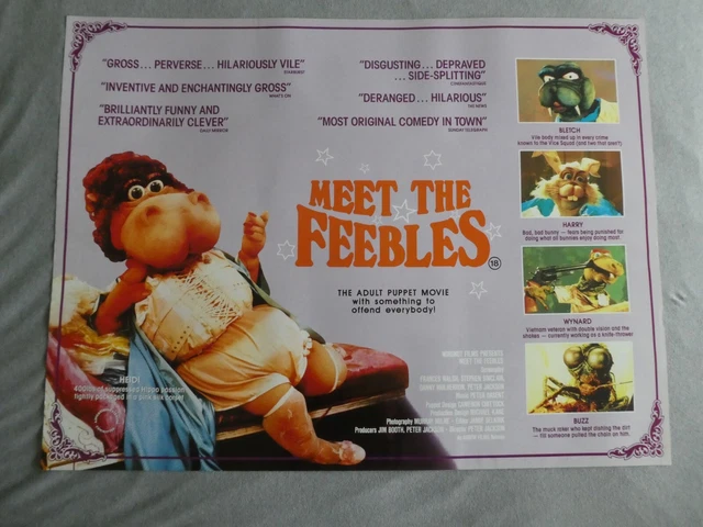 MEET THE FEEBLES (1989) VERY RARE ROLLED PETER JACKSON UK quad poster ...