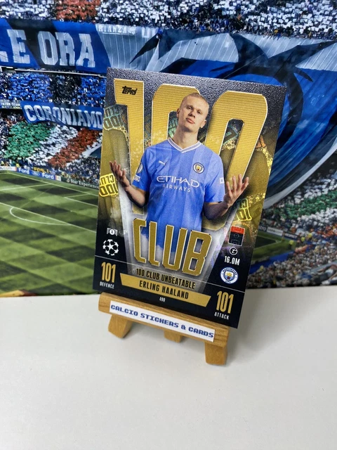 TOPPS MATCH ATTAX 2023/24 Erling Haaland 100 Club Man City Unbeatable ...