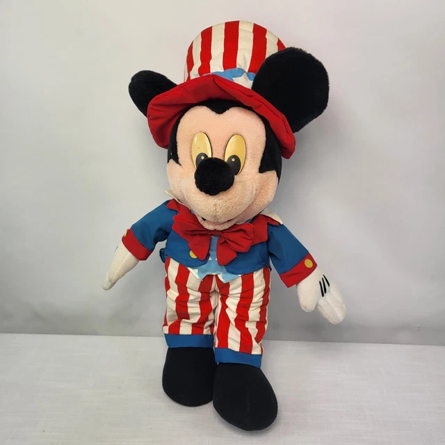 VINTAGE WALT DISNEY World Mickey Mouse UNCLE SAM USA Plush Toy 17" Free ...