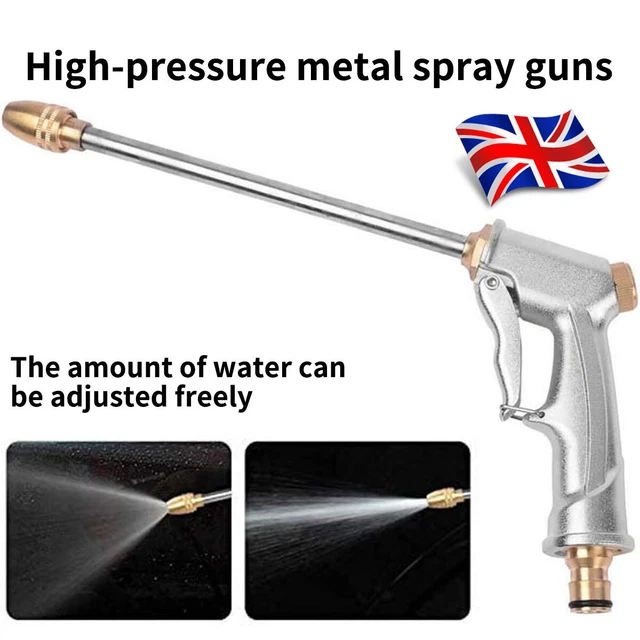 HEAVY DUTY GARDEN Hose Spray Gun Adjustable Metal Nozzle High Pressure Car Wash £13.06 - PicClick UK
