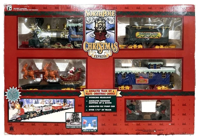 VINTAGE NORTH POLE Christmas Express Musical Train Set Toy State 1996 ...