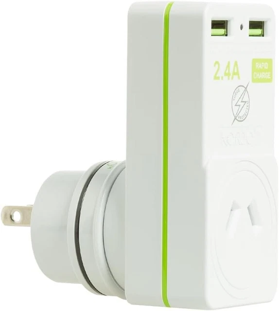 KORJO JP USB Power Adaptor, 2X USB Sockets, 1x S/NZ Socket, for Japan ...
