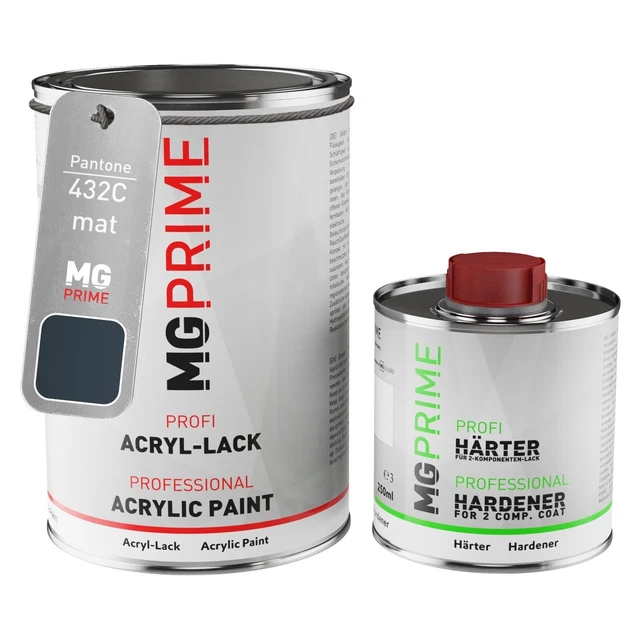 PANTONE 432C GREY mat peinture acrylique 1,5 Litres 1500 ml durcisseur ...