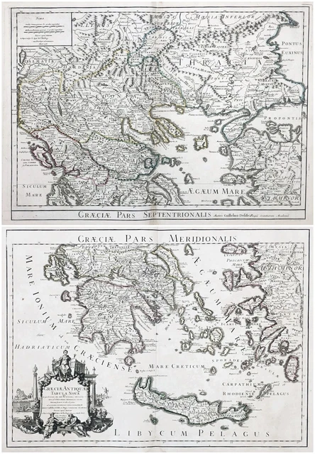 GRÈCE ELLADA CARTE Map Carte Delisle Gravure sur Cuivre Engraving 1707 ...