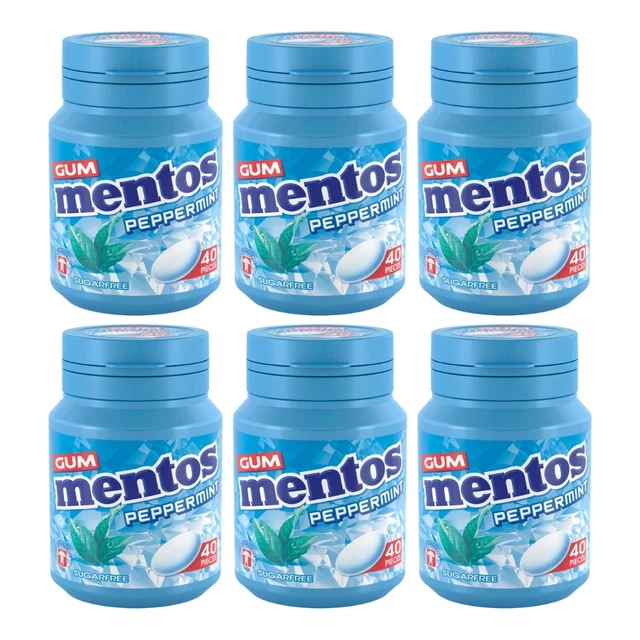 MENTOS PEPPERMINT CHEWING Gum 6 X 40 Piece Tubs Sugar Free £12.59 ...