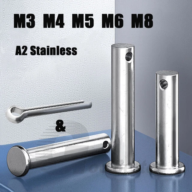CLEVIS PINS & Split Pins Stainless A2 Flat Head Pins With Hole M3 M4 M5 ...