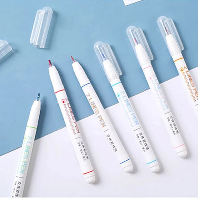 LINER ART MARKERS Two-color Line Drawing Pens Double Line Colored Pen ...
