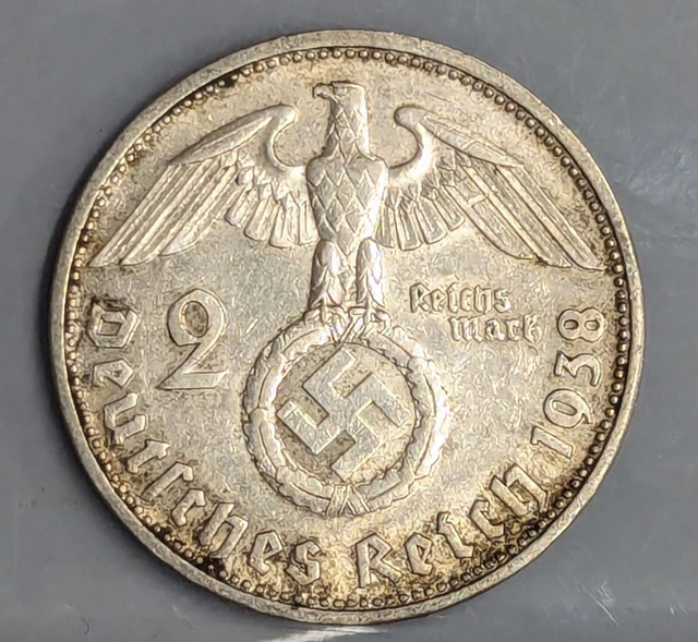 WWII GERMANY 1938 NAZI Era German SILVER TWO MARKS coin (#C3548) $59.95 ...