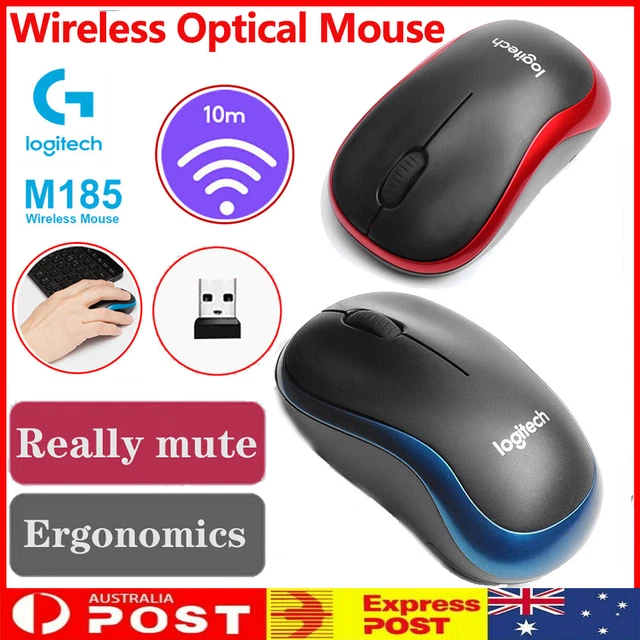 LOGITECH M185 WIRELESS Optical Mouse + USB Receiver Fit Compact PC ...
