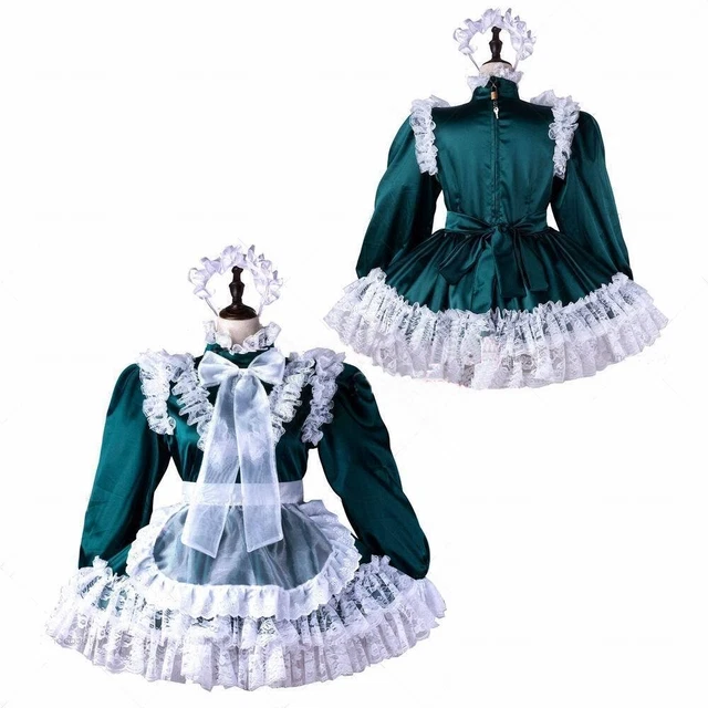 SISSY GIRL SEXY Maid lockable Satin Dress cosplay costume Tailor-made £ ...