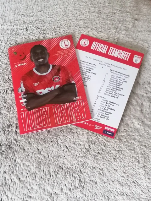 CHARLTON ATHLETIC V Wba. West Brom. West Bromwich Albion. 4/11/25. £4. ...