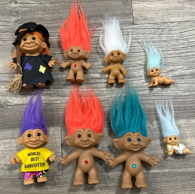 LOT OF 8 rare vintage Treasure Trolls Russ Ace Novelty Witch Gem baby ...