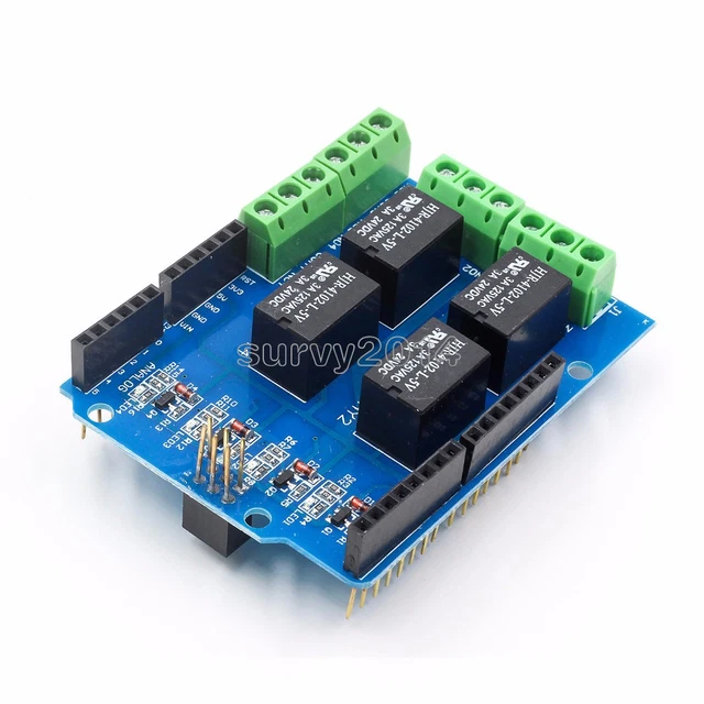 FOUR CHANNEL RELAY Shield 5V 4 Channel Relay Shield Module for Arduino ...