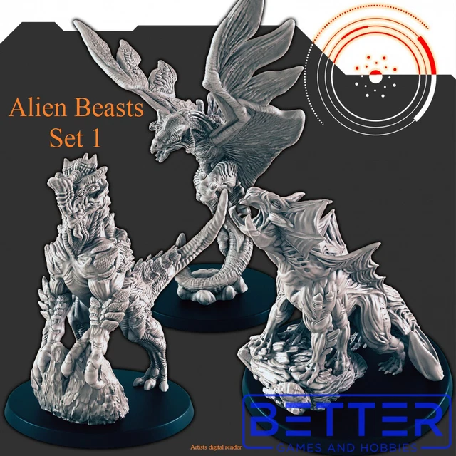 ALIEN BEASTS 1 3d Printed Sci Fi RPG miniatures (28mm) for Star Wars ...