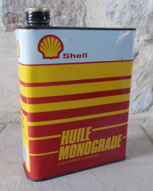 ANCIEN BIDON D'HUILE SHELL HUILE MONOGRADE France Vintage oil can vieux ...