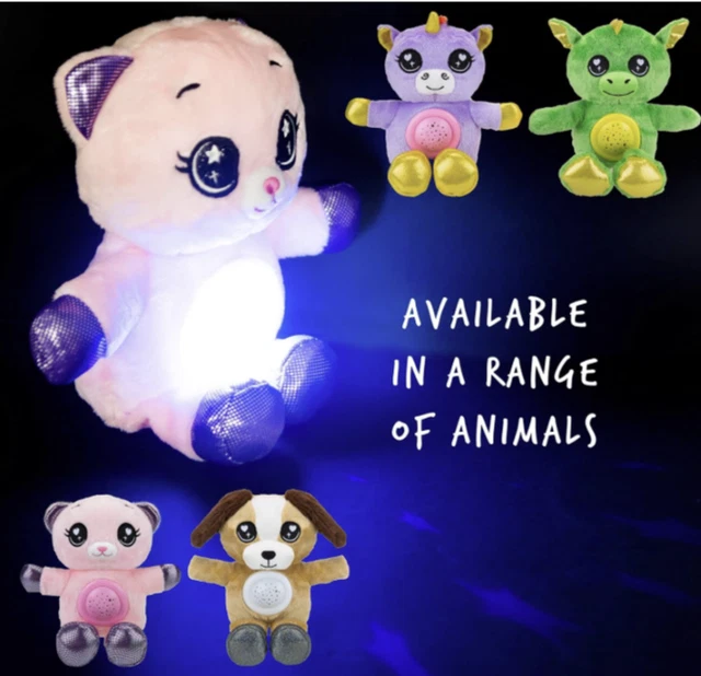 SITTING PLUSH NIGHT Sky Light Projector 9" UNICORN DRAGON CAT DOG ...