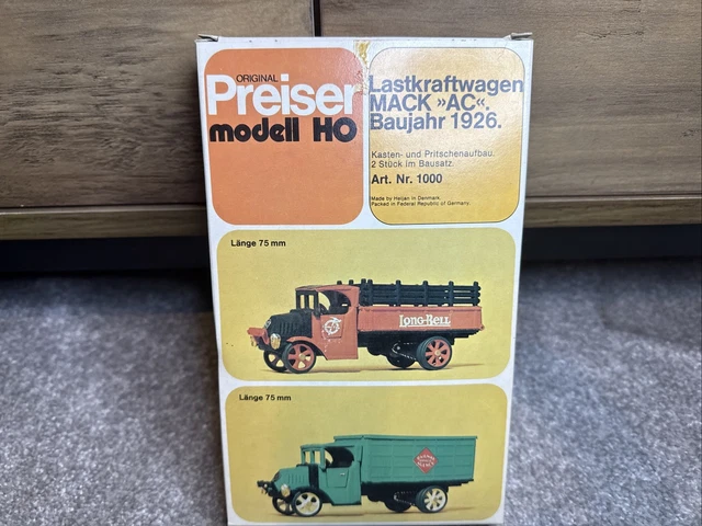 PREISER MODELL HO Scale Model 1926 Mack Truck Ac Pack Van And Stake ...
