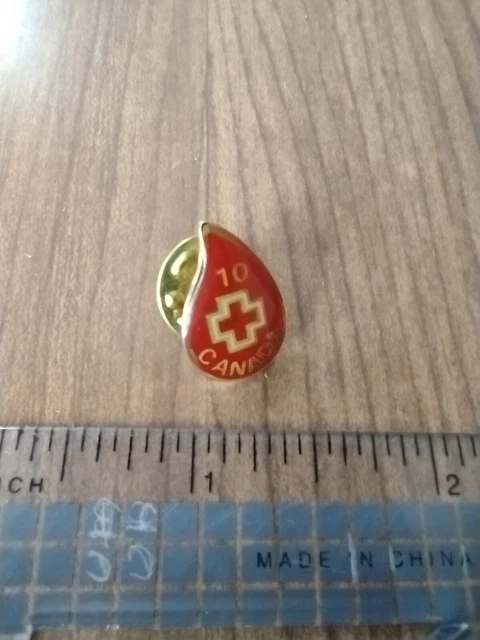 VINTAGE CANADIAN RED Cross Blood Donor Pin - 10th donation $12.99 ...