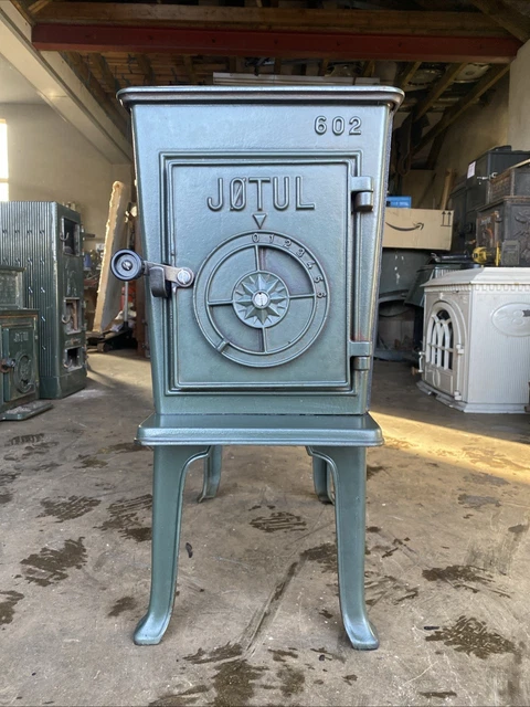 JOTUL 602 CLASSIC Cast Iron Wood Burning Stove Green Enamel 5” Top Flue ...