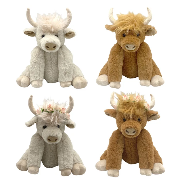 25CM HIGHLAND COW Plush Toy Makes Sounds Joints Can Move Plushie Cattle ...