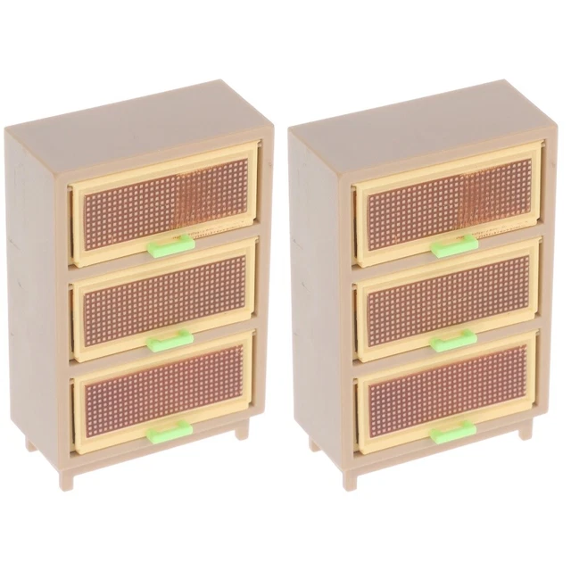 4 PCS DOLL House Cabinet Model Miniature Drawer Cabinet Prop Doll House ...