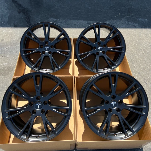 TESLA MODEL Y 19" Gemini Wheels RIMS satin semi BLACK 2020 Factory OEM ...