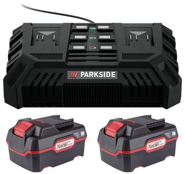 PARKSIDE DOPPEL LADEGERÄT PDSLG 20 A1 mit 2X 4 Ah Akku X 20 V EUR 109 ...