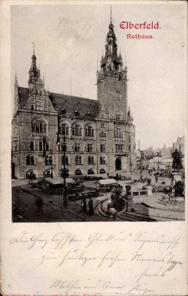 POSTCARD ELBERFELD WUPPERTAL, town hall historical architecture ...