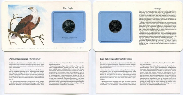 50 THEBE BOTSWANA 1977 "Schreiseeadler" Bird coins of the World EUR 10 ...
