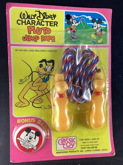 VINTAGE RARE DISNEY 60 Inch long PLUTO JUMP ROPE package Includes BONUS ...