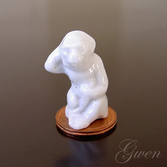 ANTIQUE GERMAN BISQUE Miniature Monkey Figurine 1" Hertwig Dollhouse ...