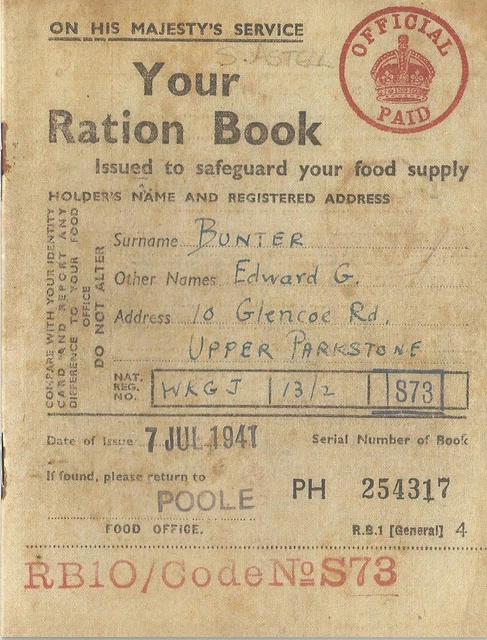 RATION BOOK WORLD War 2 Home Front 1939-1945 Food Office Rationing ...