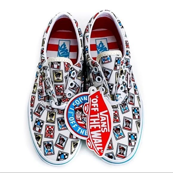 VANS WHERE’S WALDO Postage Stamp Kids Era Sneakers Shoes Youth Size 2 ...