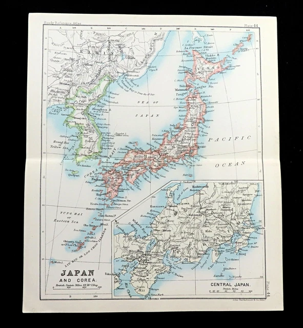 MAP OF JAPAN Korea Hokkaido Honshu Kyushu Shikoku Asia Pacific Antique ...