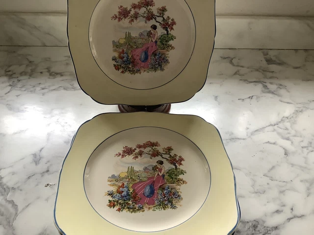 6 XVINTAGE CHINA Side Cake Plates Victorian Lady In The Garden £18.00 ...