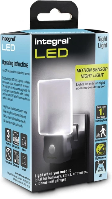 INTEGRAL LED MOTION Sensor Night Light Plug in Wall with Dusk to Dawn ...